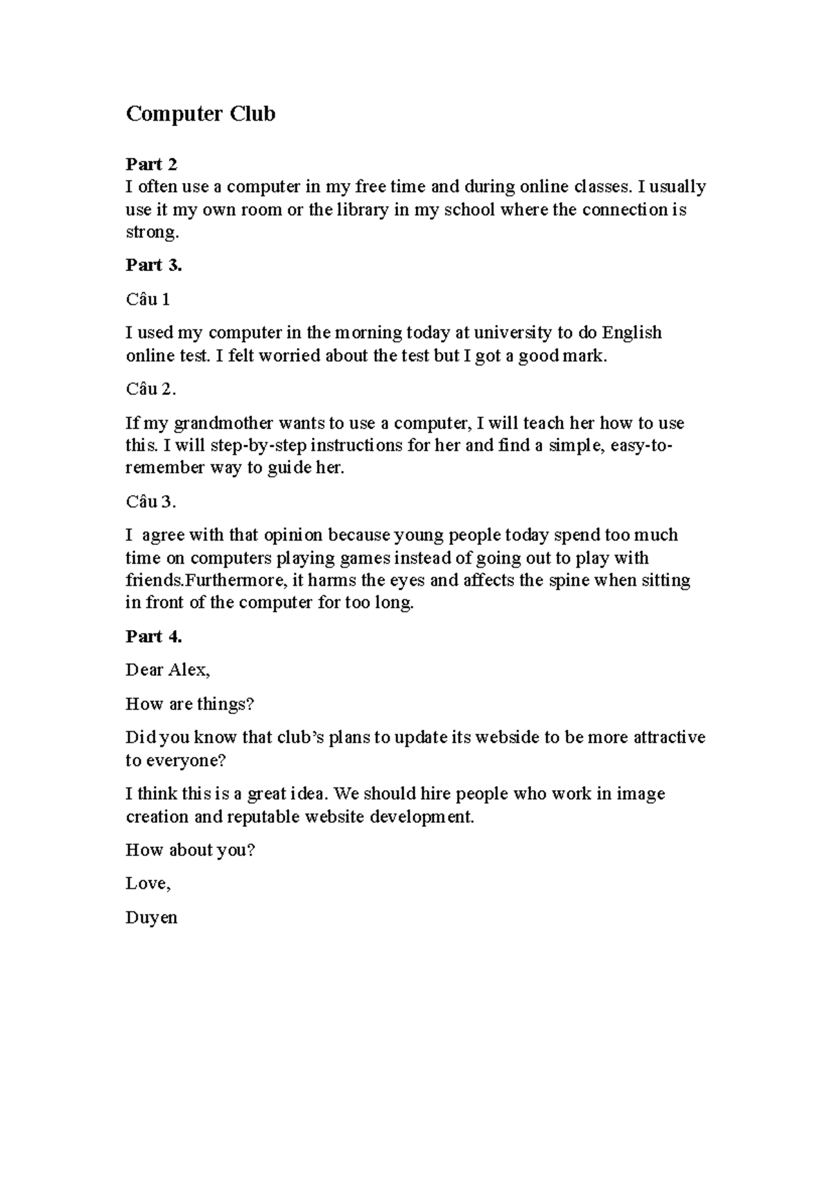 Computer Club - tham khảo - Computer Club Part 2 I often use a computer ...