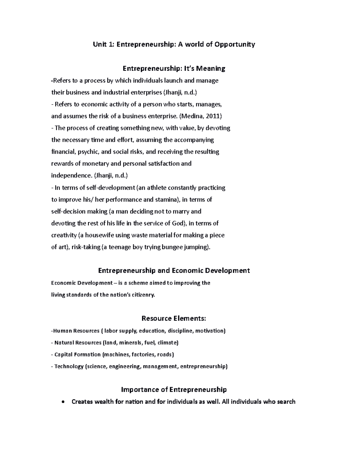 background and meaning Entrepreneurial management QUIZ 1 - Unit 1 ...