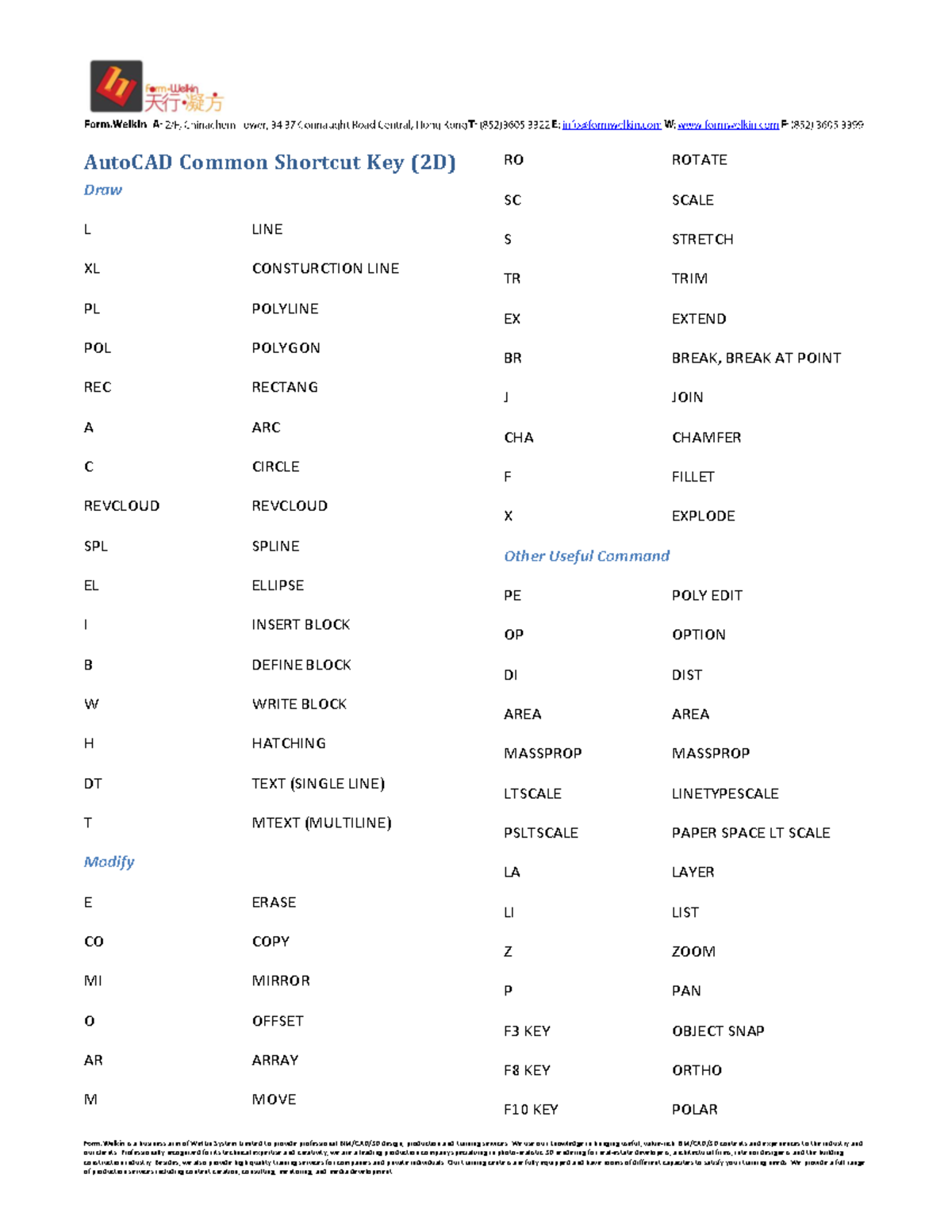 AUTOCAD KECTURE NOTES AND SHORTCUT - Management Science - Xavier - Studocu