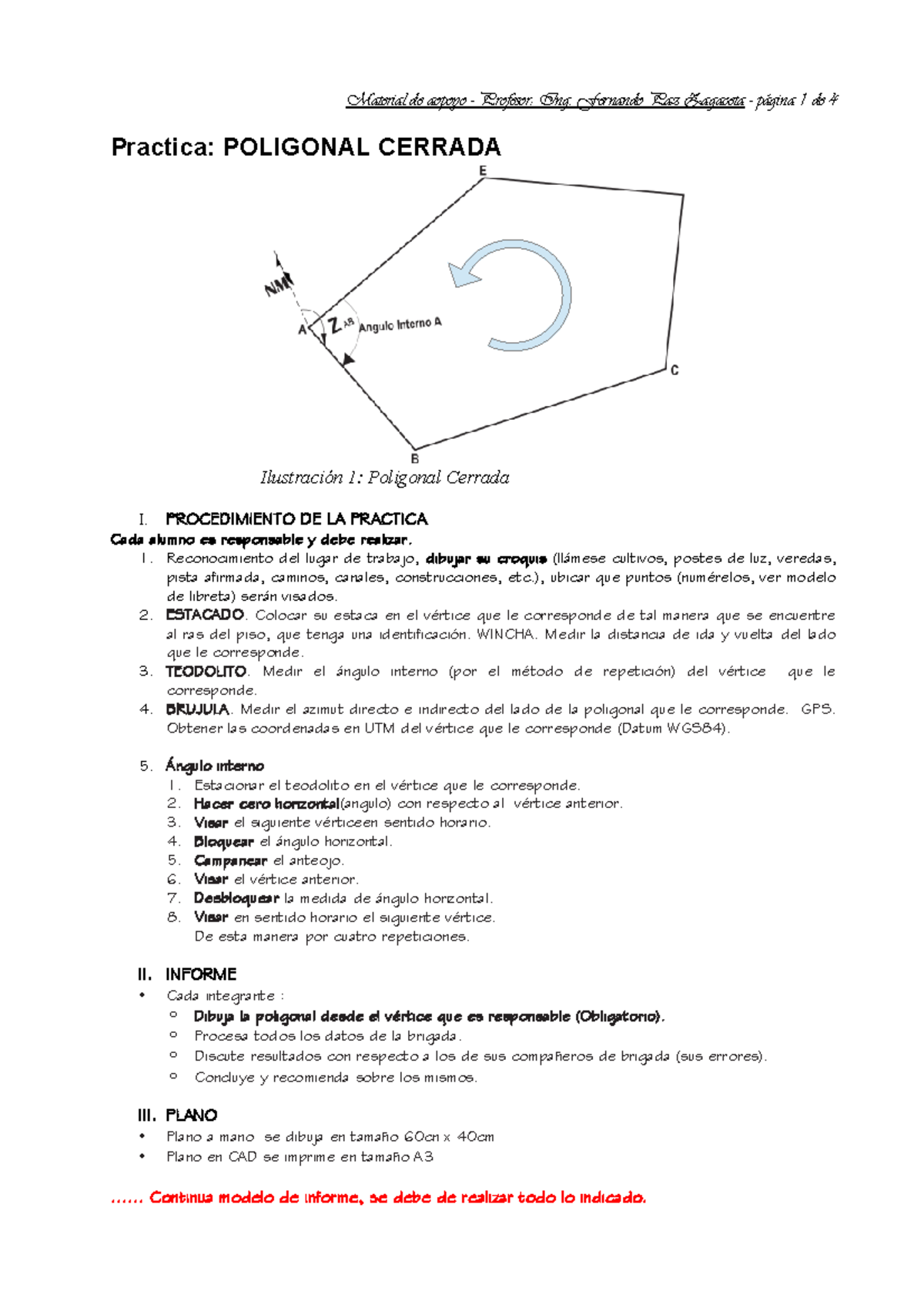 Guía Poligonal Cerrada - Practica: POLIGONAL CERRADA I. PROCEDIMIENTO ...