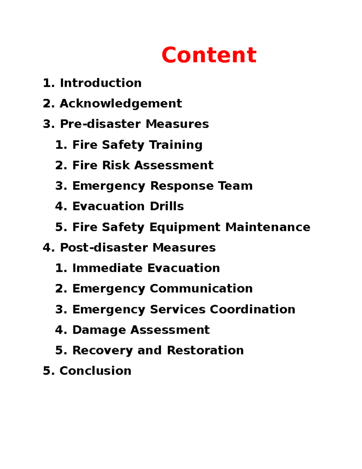 Fire accident 1 - Nice pdf - Content 1. Introduction 2. Acknowledgement ...