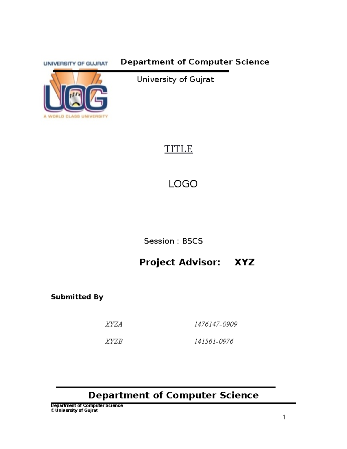 Temp - data of computer - Department of Computer Science University of Gujrat TITLE LOGO Session ...