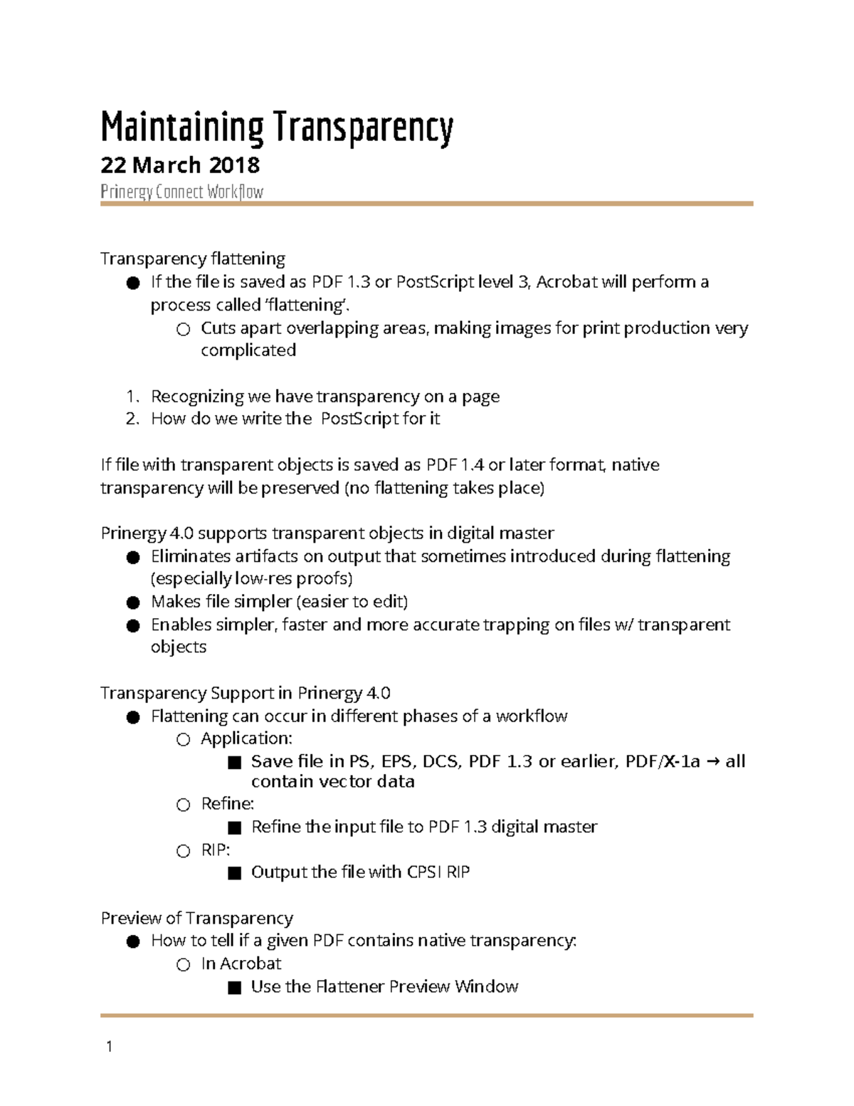 Lecture 5: Maintaining Transparency - Maintaining Transparency 22 March ...
