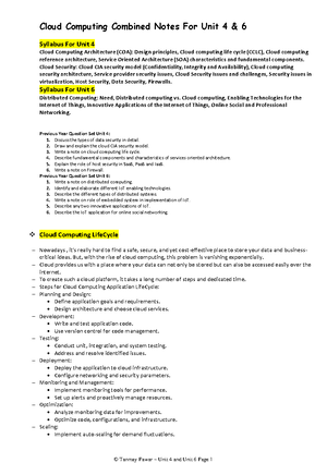 Cloud-Computing - Lecture notes 1-30 - Unit 1 Chapter 1 Unit Structure ...