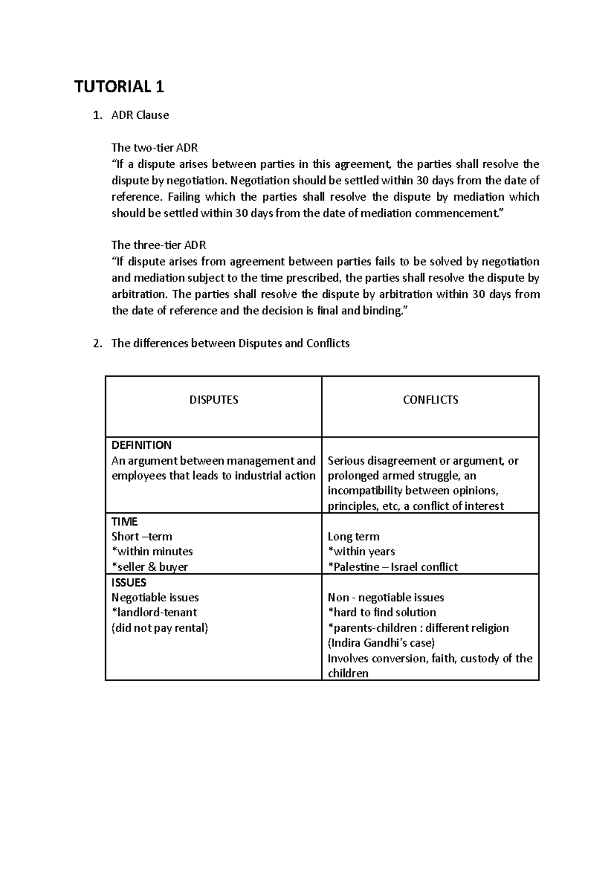 Compilation OF ADR Tutorial - TUTORIAL 1 ADR Clause The two-tier ADR “If a dispute arises ...