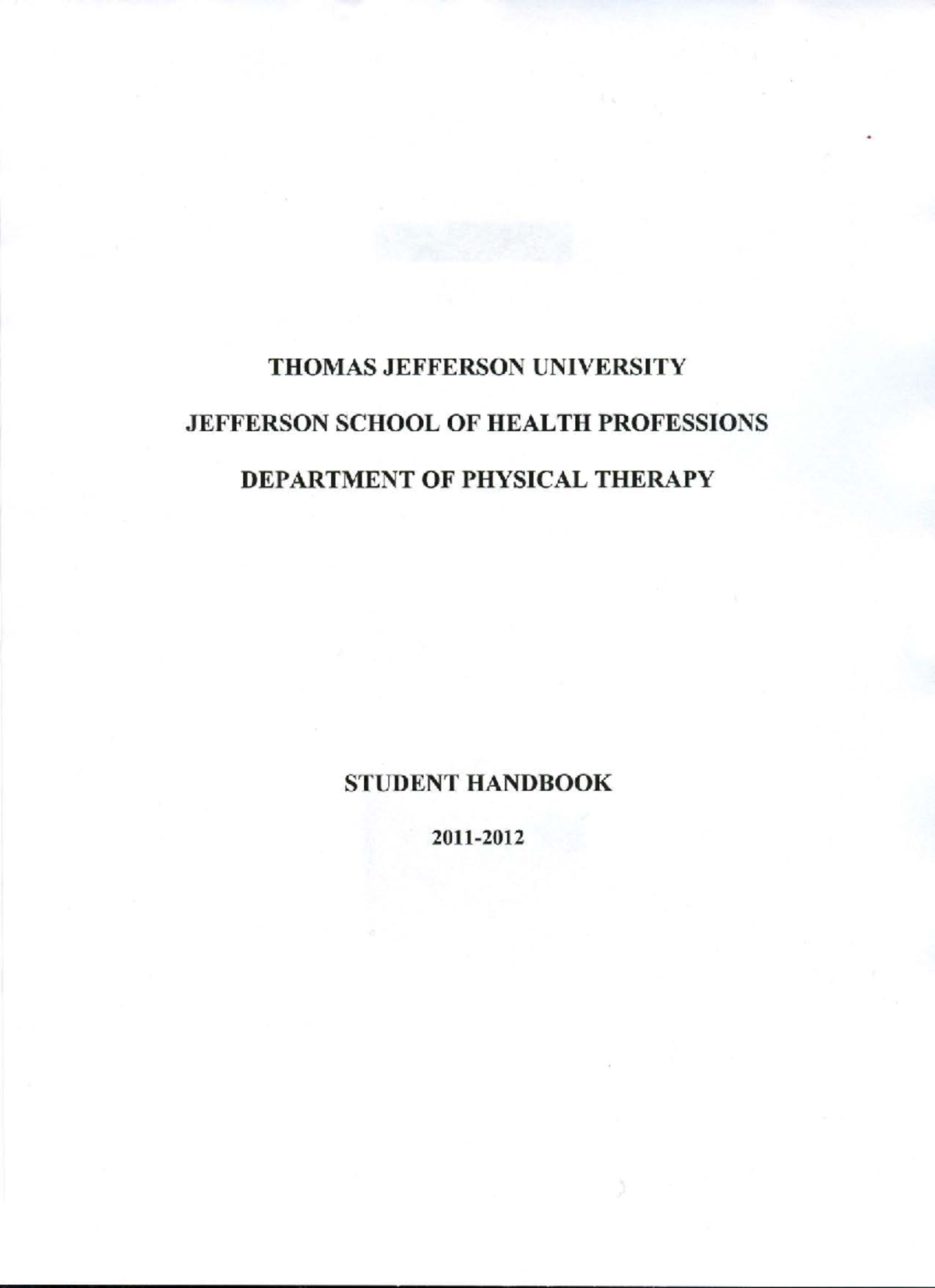 Thomas jefferson university jefferson school of health professions ...