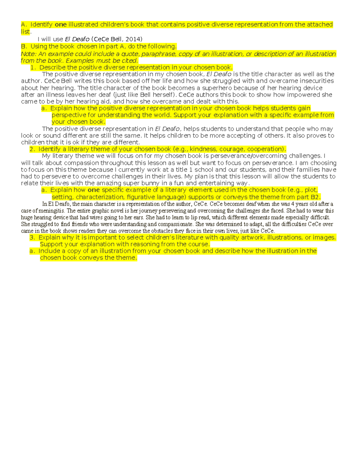 ENM3 TASK 1 Childrens Literature Lesson PLAN - A. Identify one ...