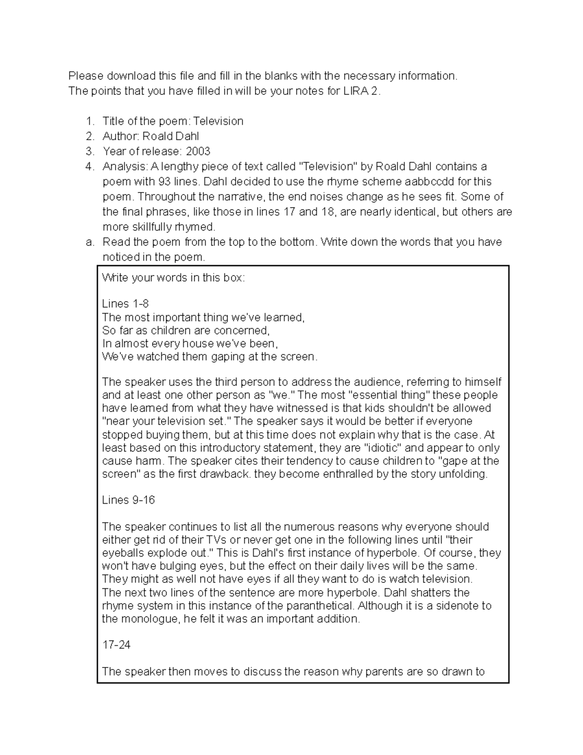 POEM Study Guide - IAJSN XSAJAKJXSNXAKXJ - Please download this file ...