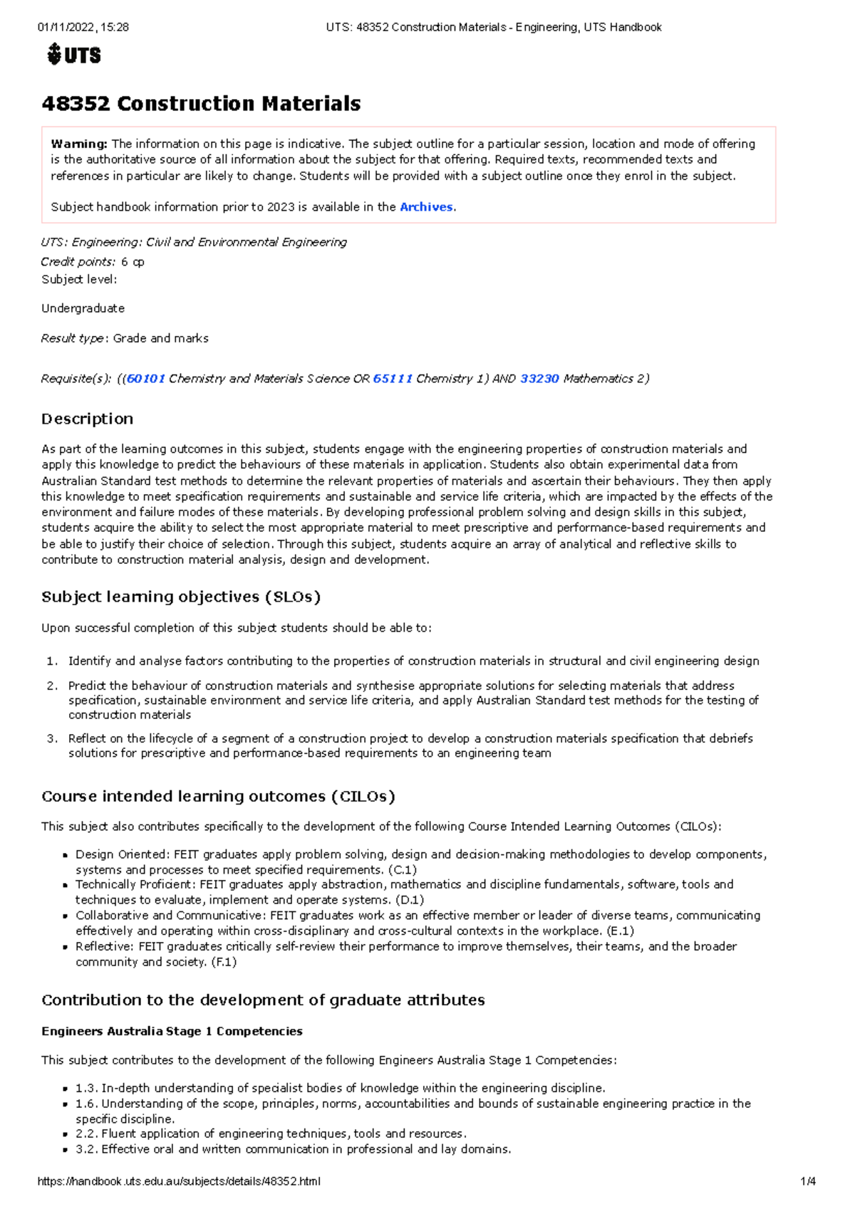 UTS 48352 Construction Materials - Engineering, UTS Handbook - 48352 ...