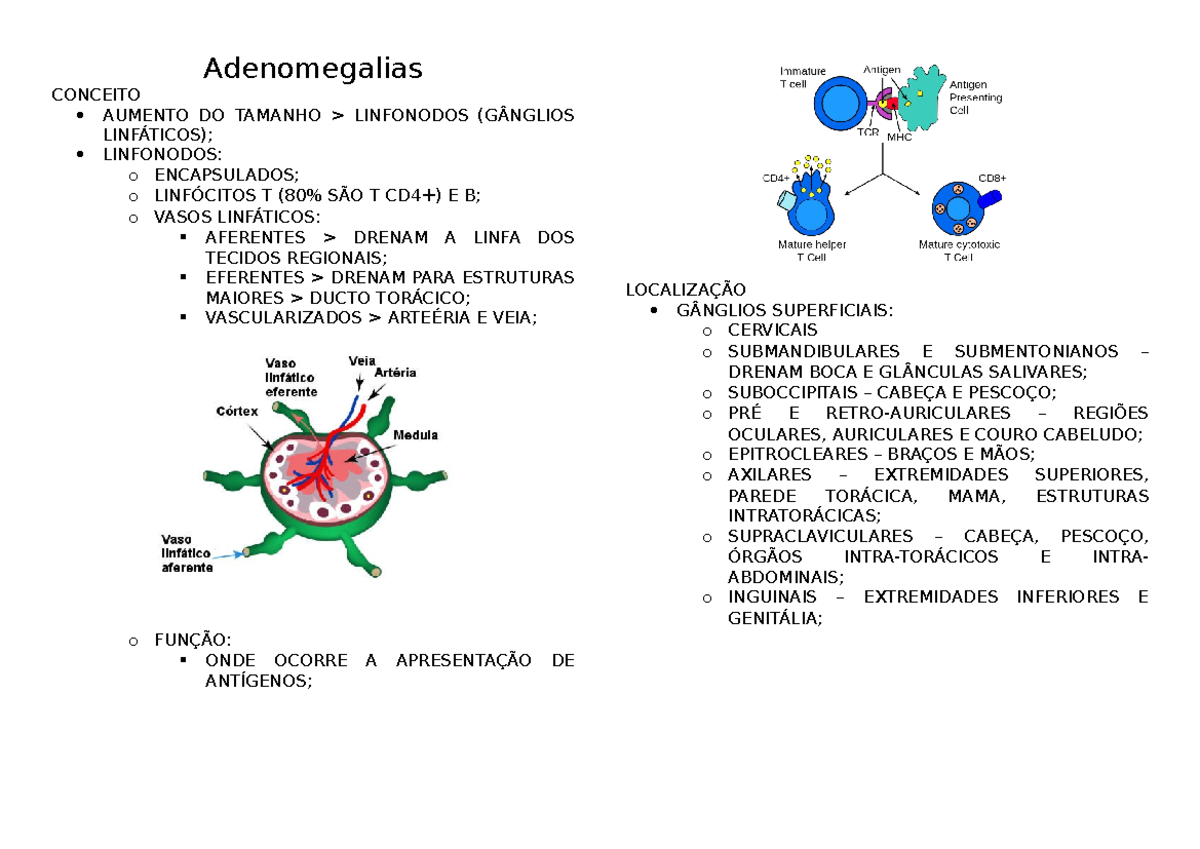 Adenomegalias - Resumo Semiologia I - Adenomegalias CONCEITO AUMENTO DO ...