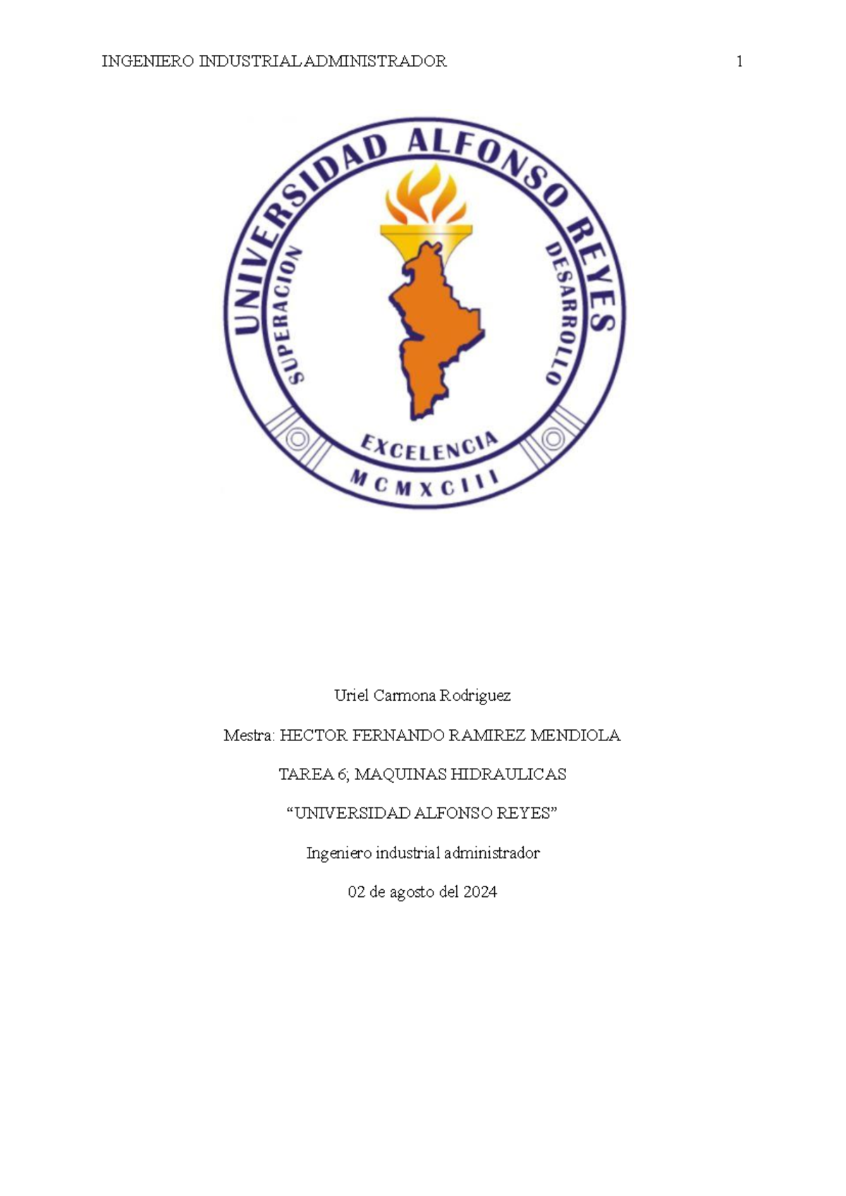 Tarea 6 maquinas hidrahulicas - Uriel Carmona Rodriguez Mestra: HECTOR ...