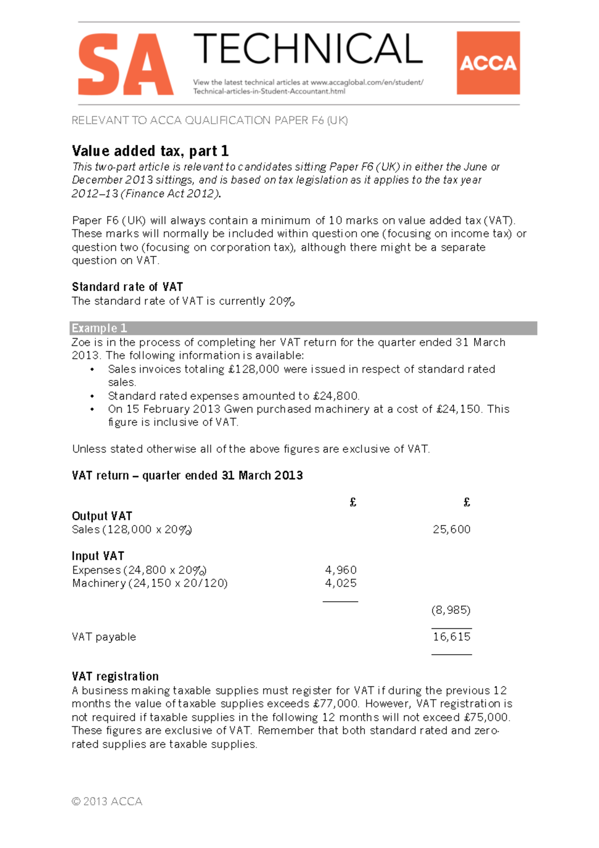 Sa mar13 f6 vat1v2 - Notes - RELEVANT TO ACCA QUALIFICATION PAPER F6 ...
