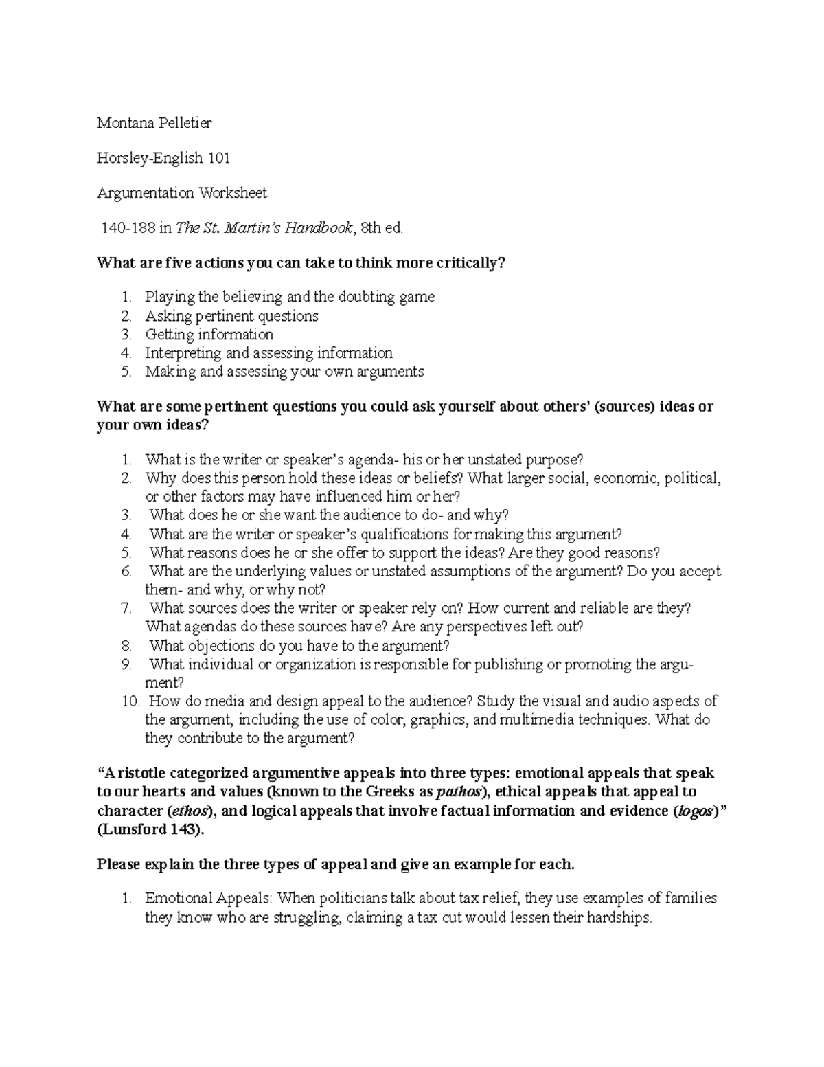 Argumentation Worksheet - Montana Pelletier Horsley-English 101 ...