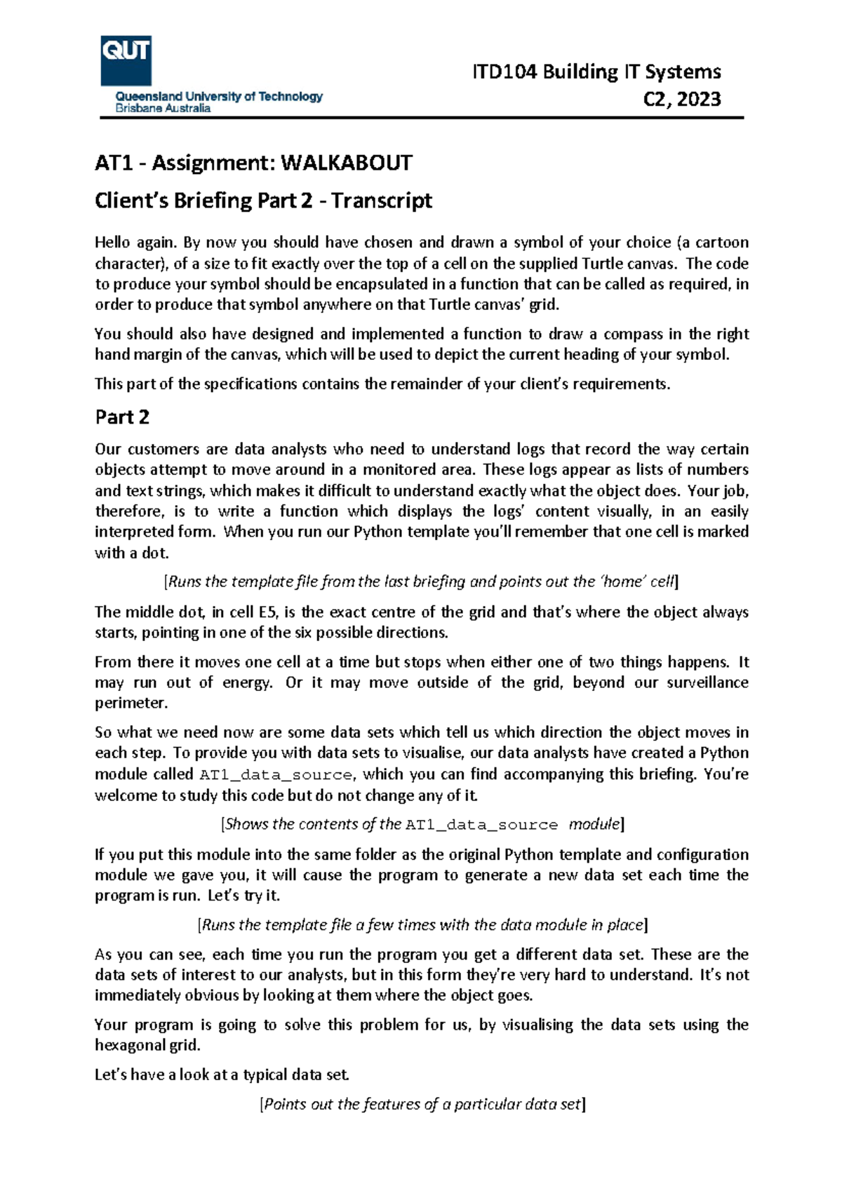 ITD104 C2 23-AT1 Briefing-2-Transcript - C2, 2023 AT1 - Assignment ...