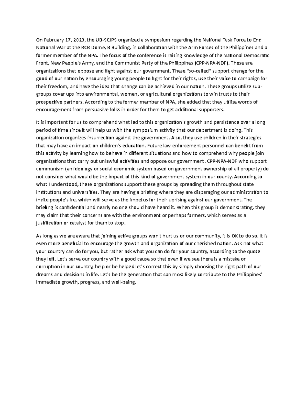 NTF- Elcac- Symposium - basis - On February 17, 2023, the UB-SCJPS ...