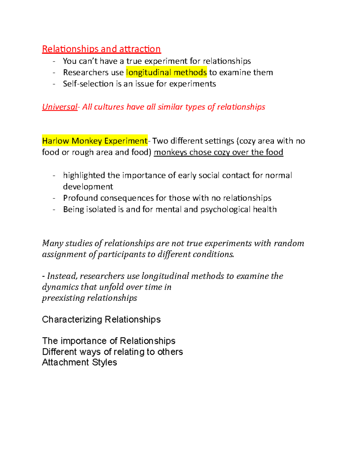 Social Psych 2 - Relationships and attraction You can’t have a true ...