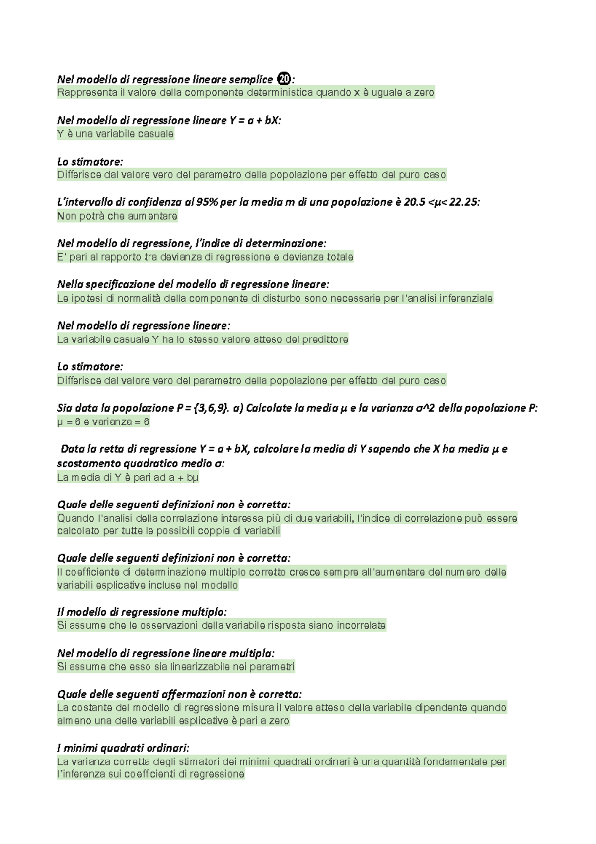 Test statistica aziendale master mercatorum - statistica aziendale ...