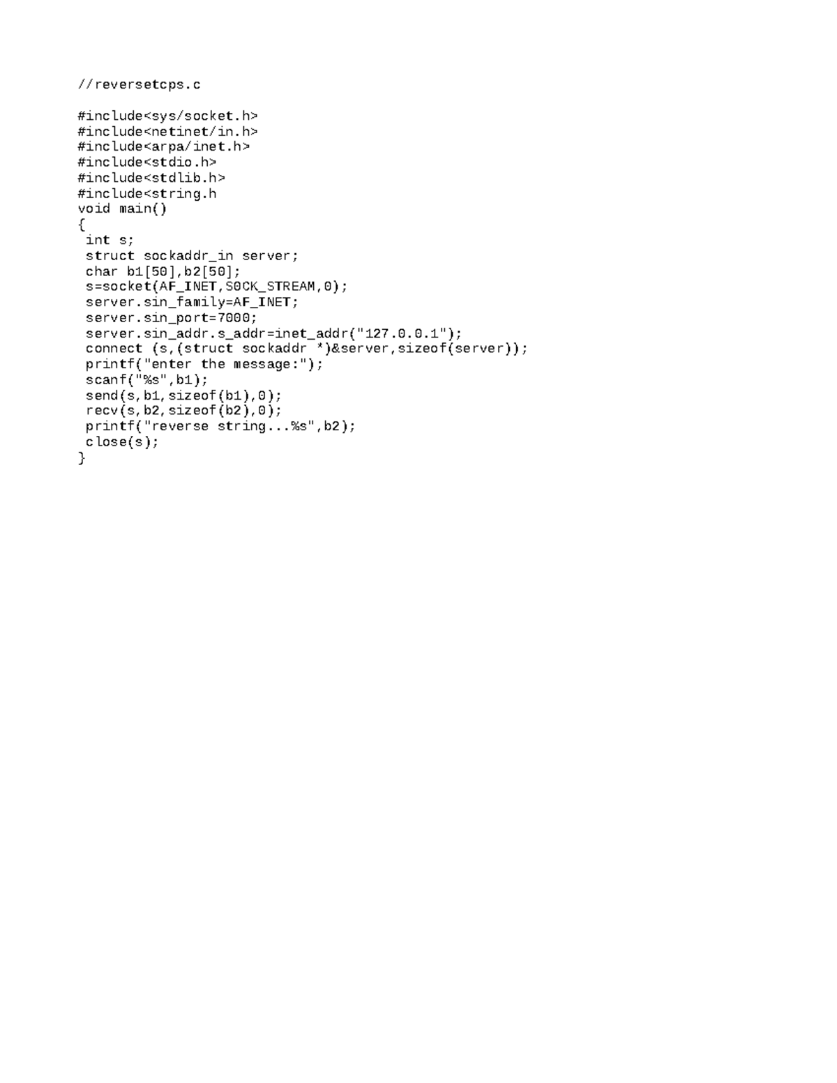 Reversetcps - reverse of a string using tcp server - reversetcps #include - Studocu