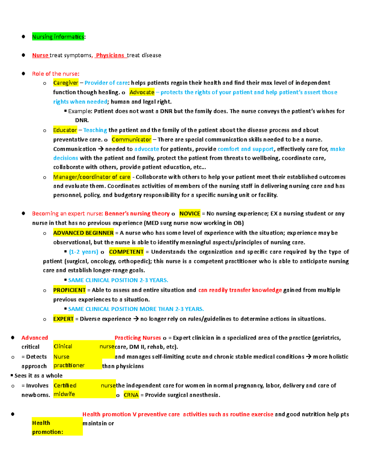 Nursing informatics - Fundamentals lecture notes - Nursing informatics ...