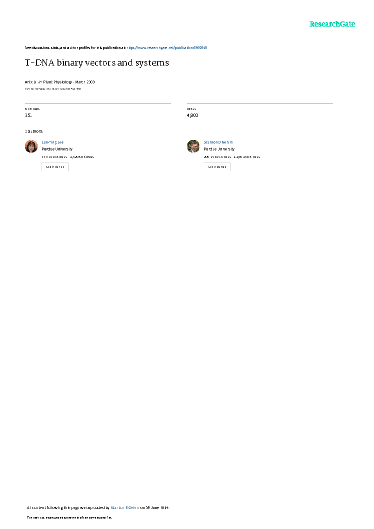 T-DNA binary vectors and systems - See discussions, stats, and author ...