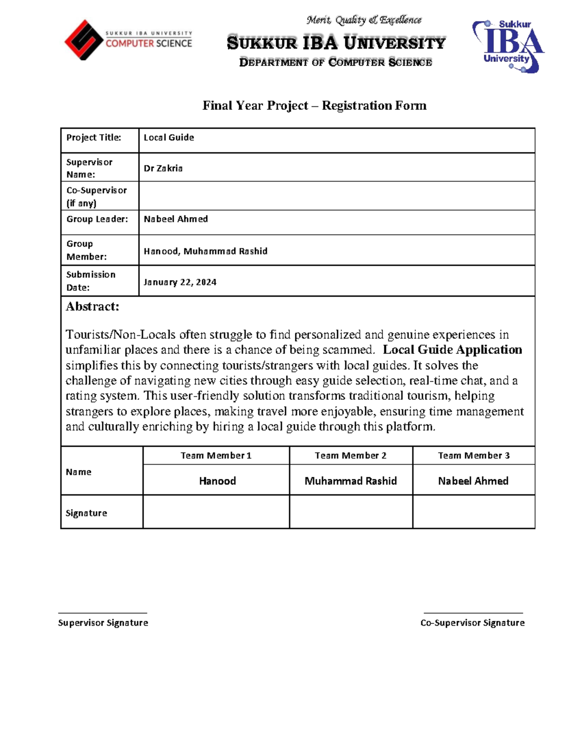 Abstract - Local Guide - Final Year Project – Registration Form Project ...