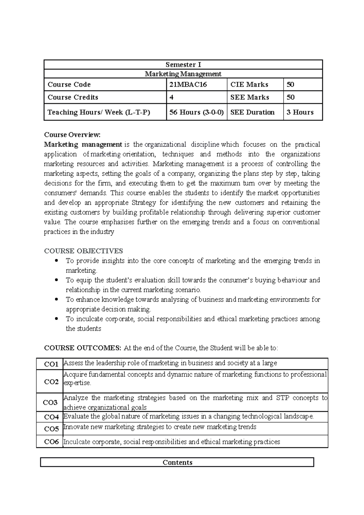 21MBAC16-Marketing Management-1 - Semester I Marketing Management ...