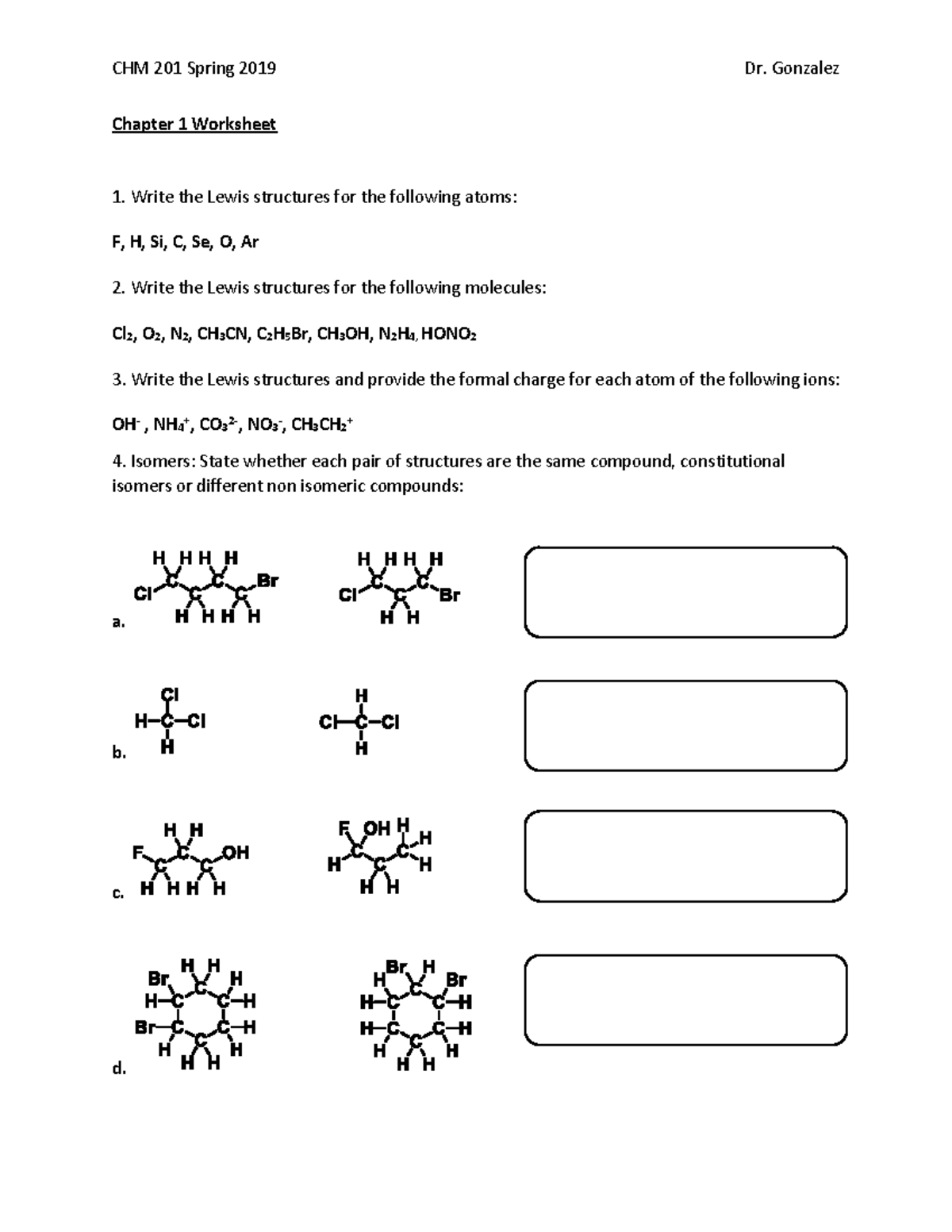 CHM 201 Spring 2019 Chapter 1 Worksheet - CHM 2 01 Spring 2019 Dr ...
