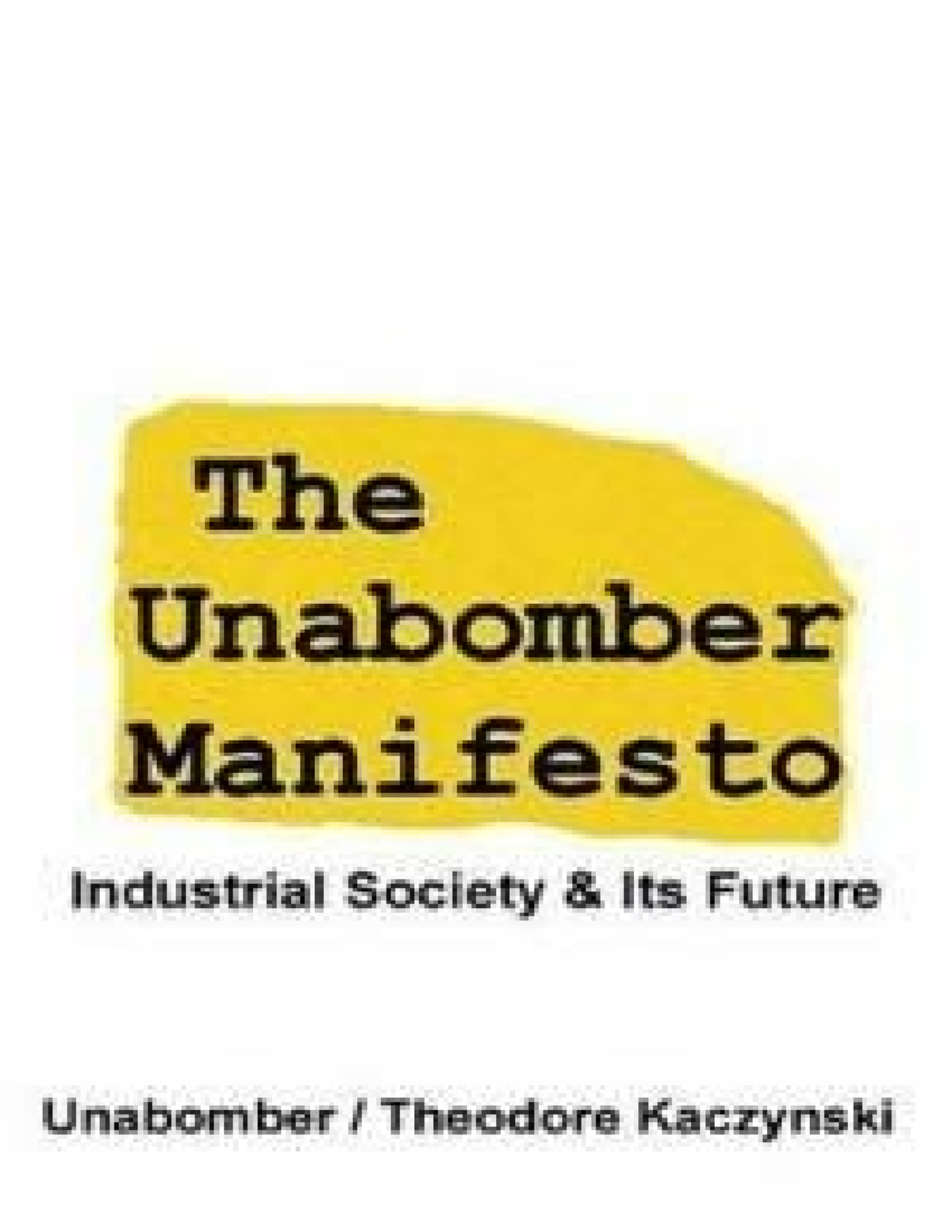The Unabomber Manifesto Industrial Society and Its Future ( PDFDrive ...