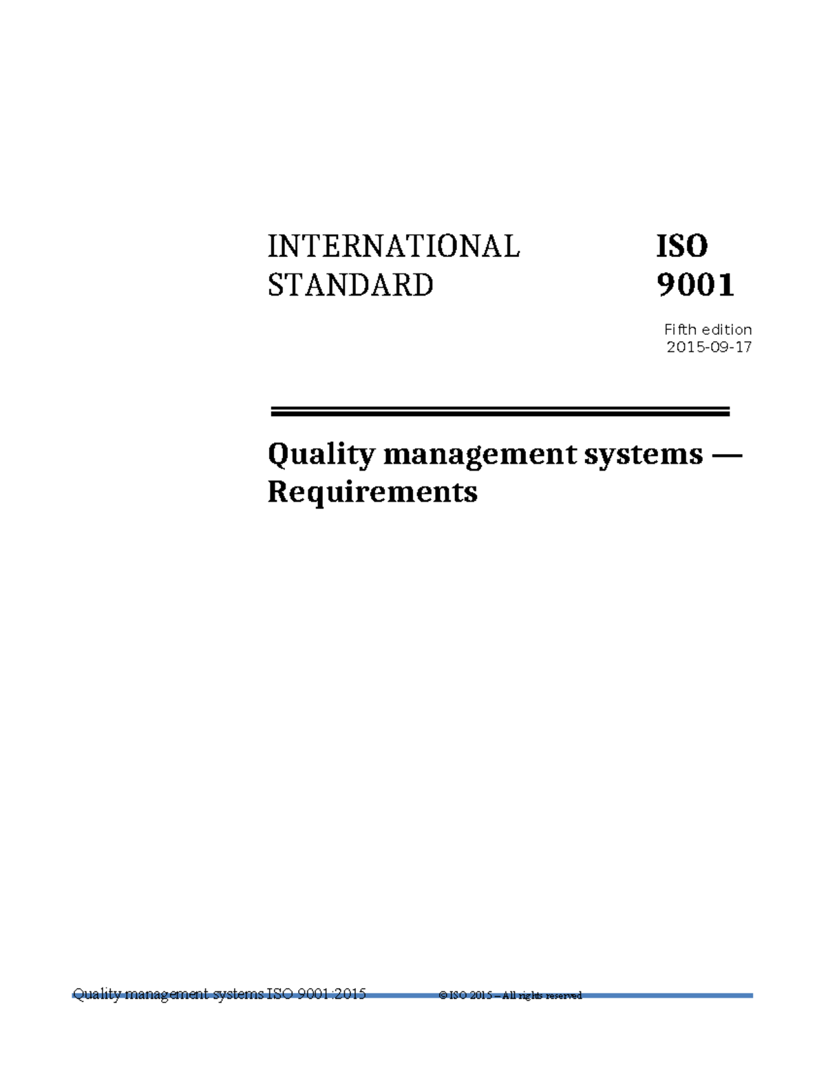 ISO 9001 2015 - ISO 9001 is a globally recognized standard for quality ...