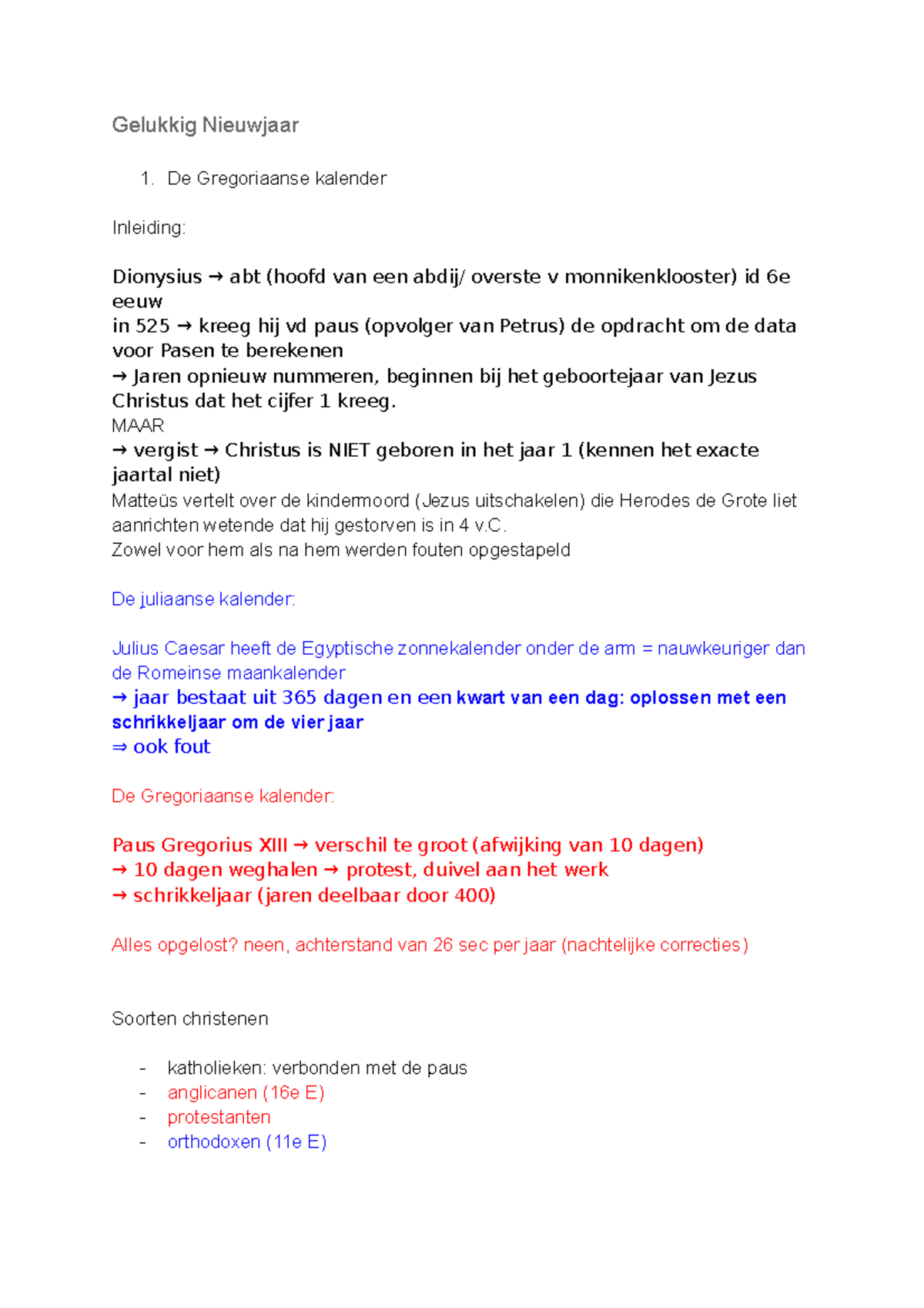 Examen juni Godsdienst - Gelukkig Nieuwjaar 1. De Gregoriaanse kalender ...