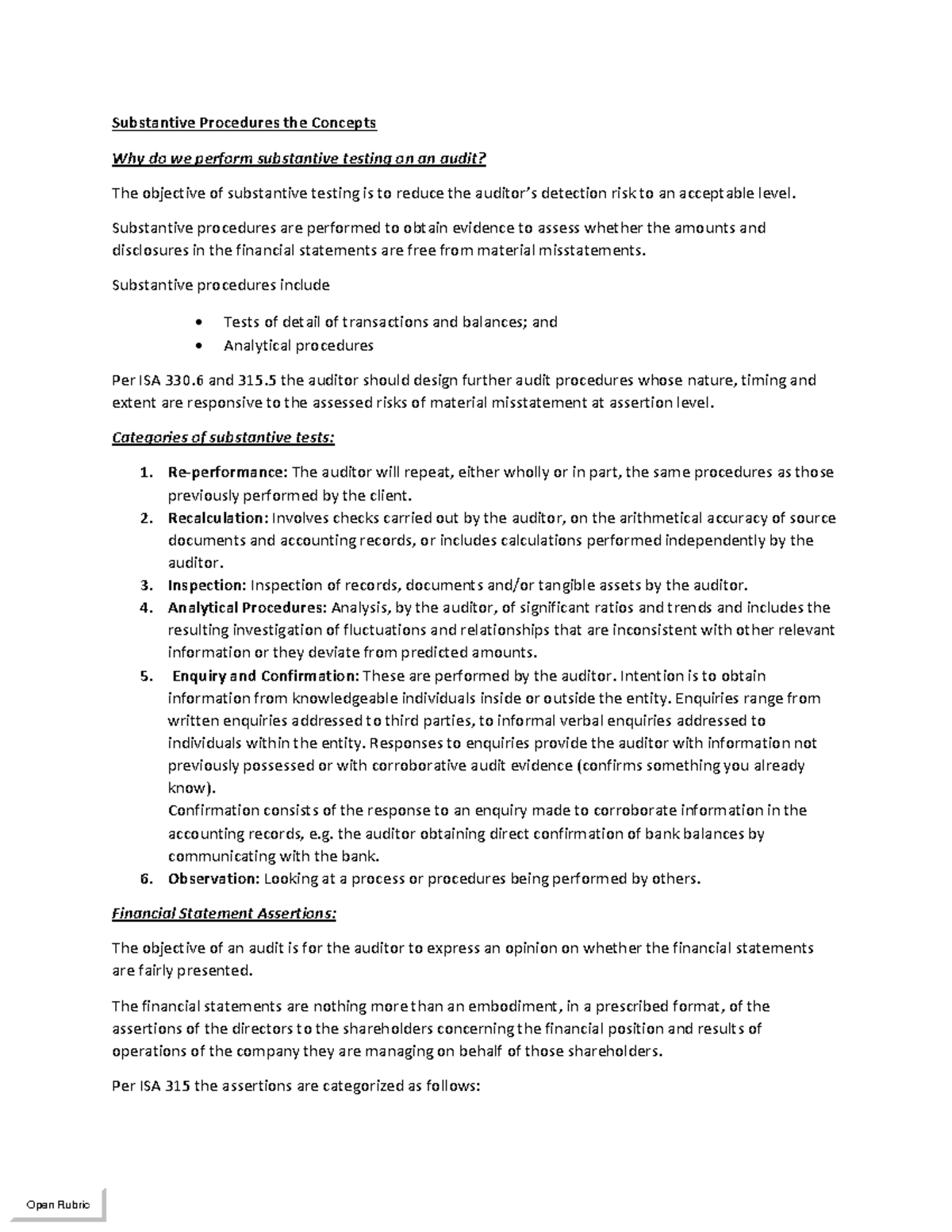 Arch Lesson Substantive Procedures share - Substantive Procedures the ...