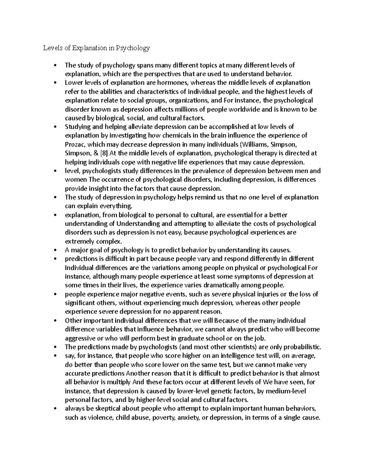 Levels of Explanation in Psychology - Lower levels of explanation are ...