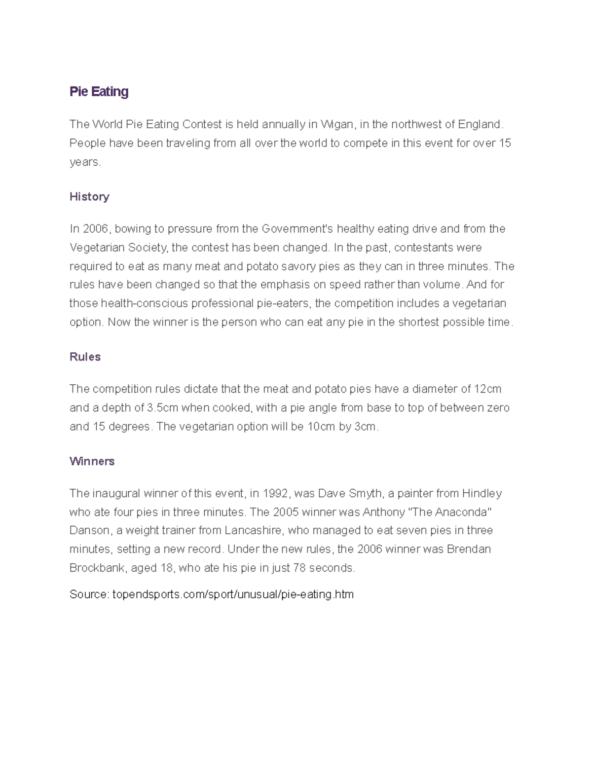 Pie Eating - sport for changes in gluttony - Pie Eating The World Pie ...