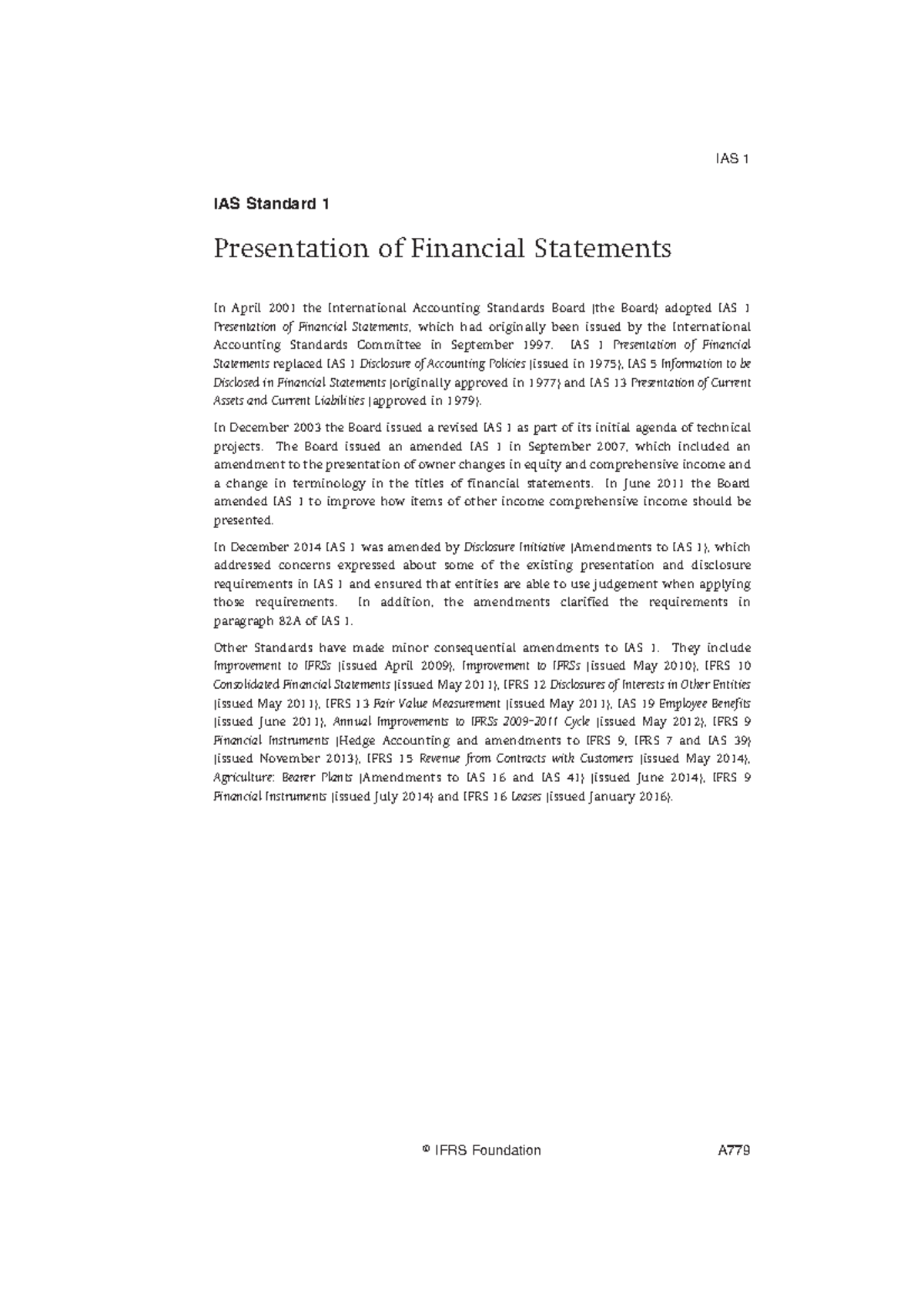 Ias01 - None - IAS Standard 1 Presentation of Financial Statements In ...