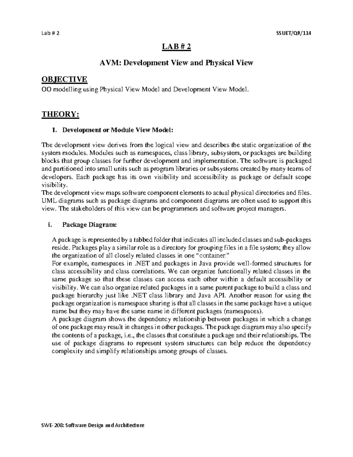 Lab#2 Development View and Physical View - LAB # 2 AVM: Development ...