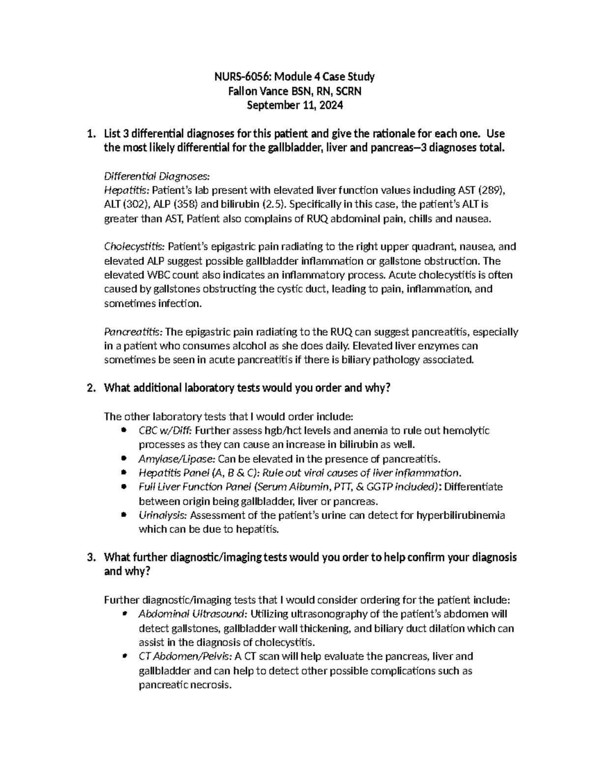 NURS6056 Module 4 Case Study - NURS-6056: Module 4 Case Study Fallon ...
