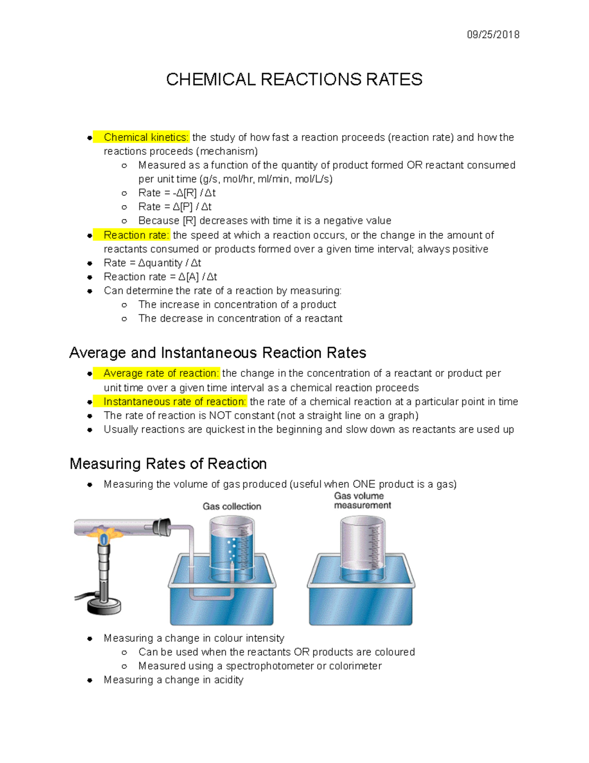 6.1 Chemical Reaction Rates - 09/25/ CHEMICAL REACTIONS RATES Chemical ...