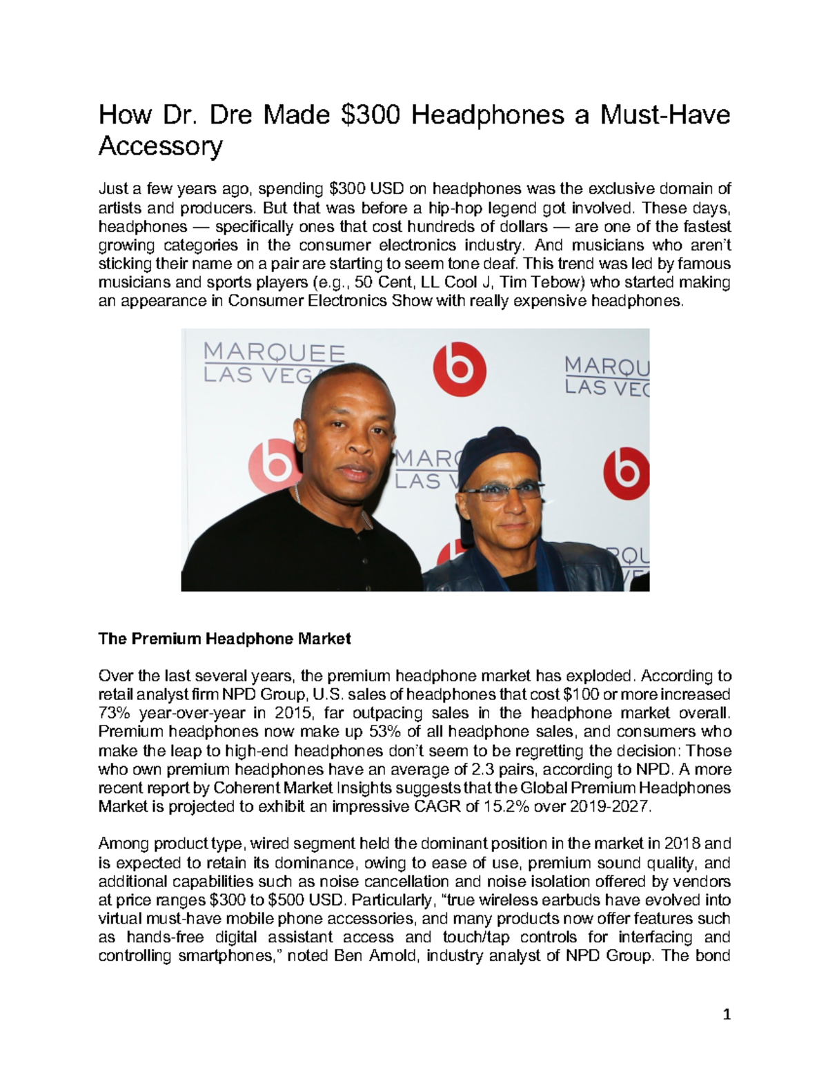 Beats by Dr Dre Case - Group Discussion Case Study - How Dr. Dre Made $300 Headphones a Must ...