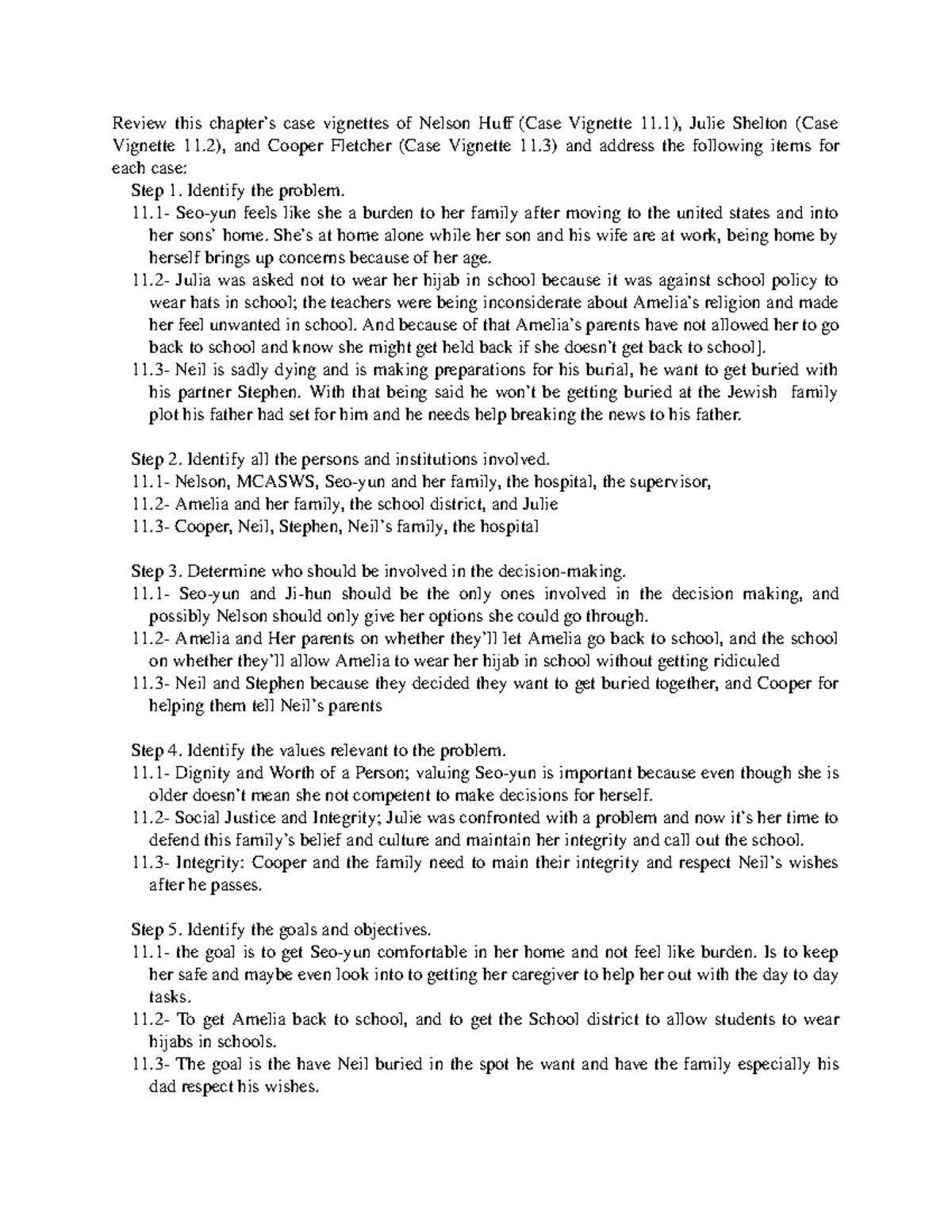 Chapter 11 study guide - Review this chapter’s case vignettes of Nelson ...