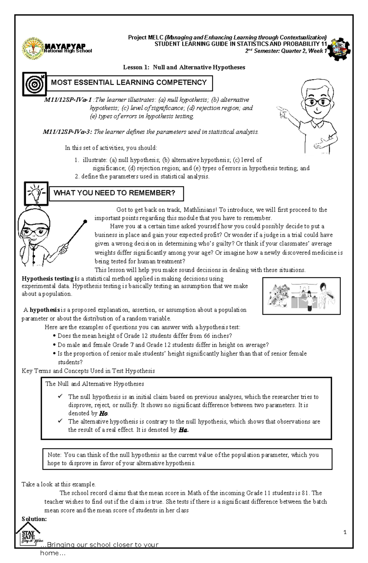Statistics and Probability - .. our school closer to your Lesson 1 ...