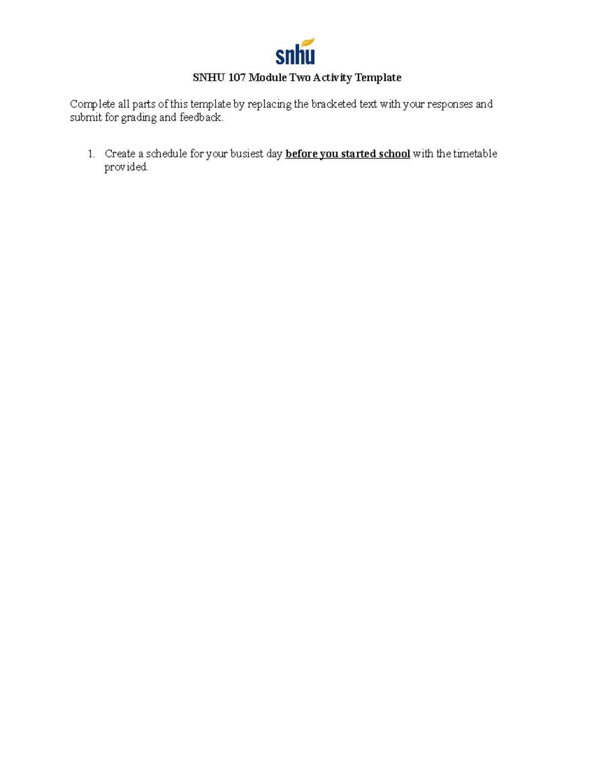 Module Two Assignment (Corrected) - SNHU 107 Module Two Activity ...