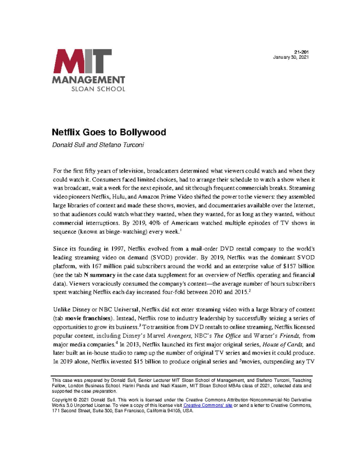 Netflix Goes to Bollywood - Case - This case was prepared by Donald ...