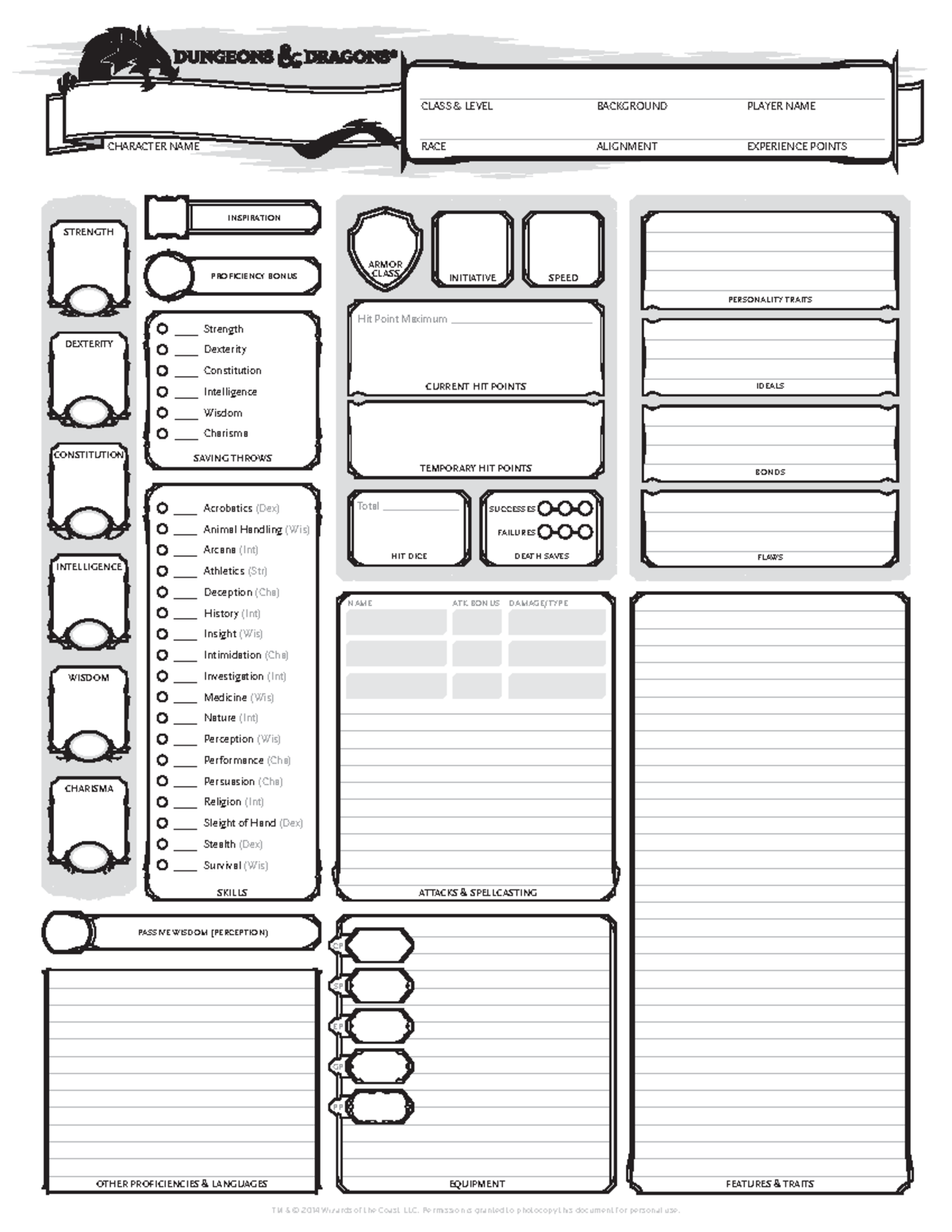 -Print Version 2 - character Name raceclass & level BackgrouNdaligNmeNt ...