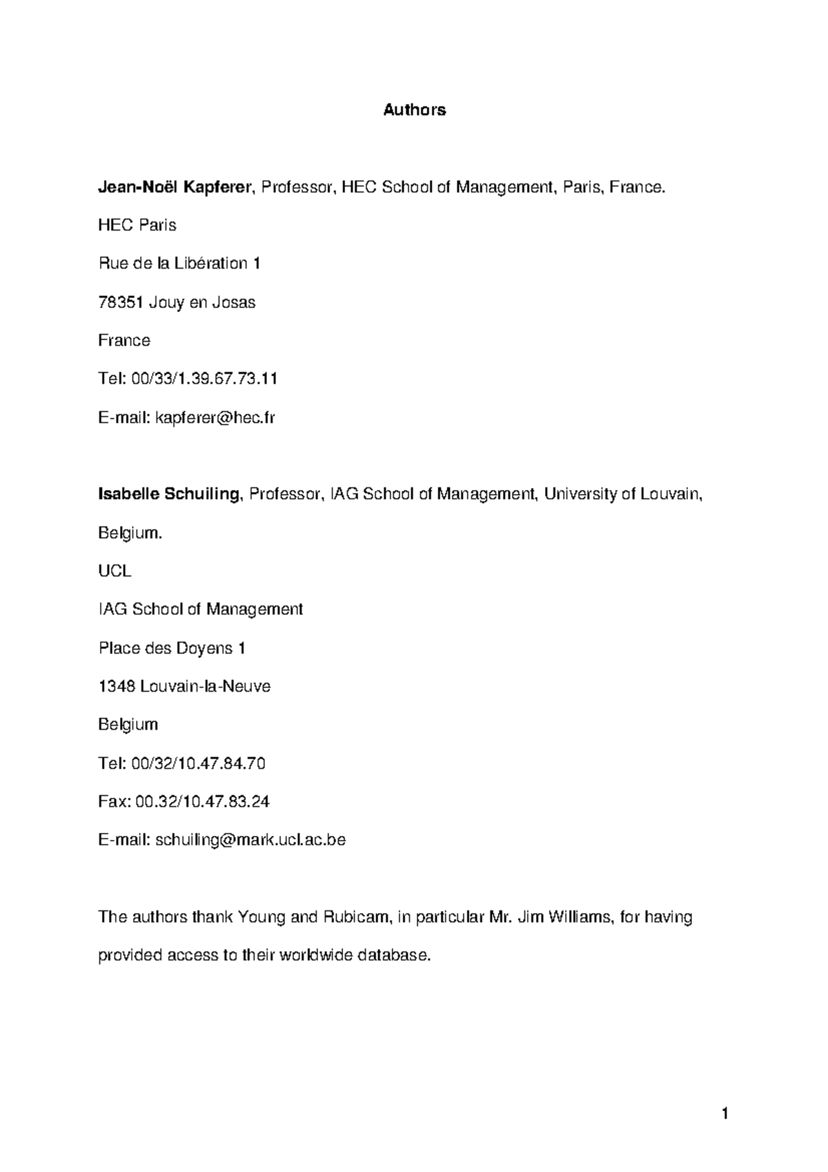 How unique are local brands - Authors Jean-Noël Kapferer, Professor ...