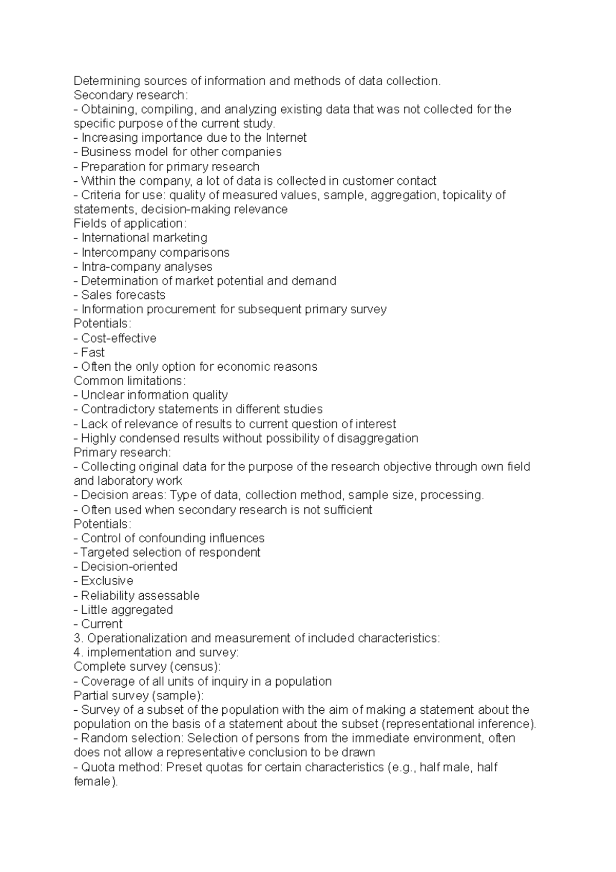 Determining sources of information and methods of data collection ...