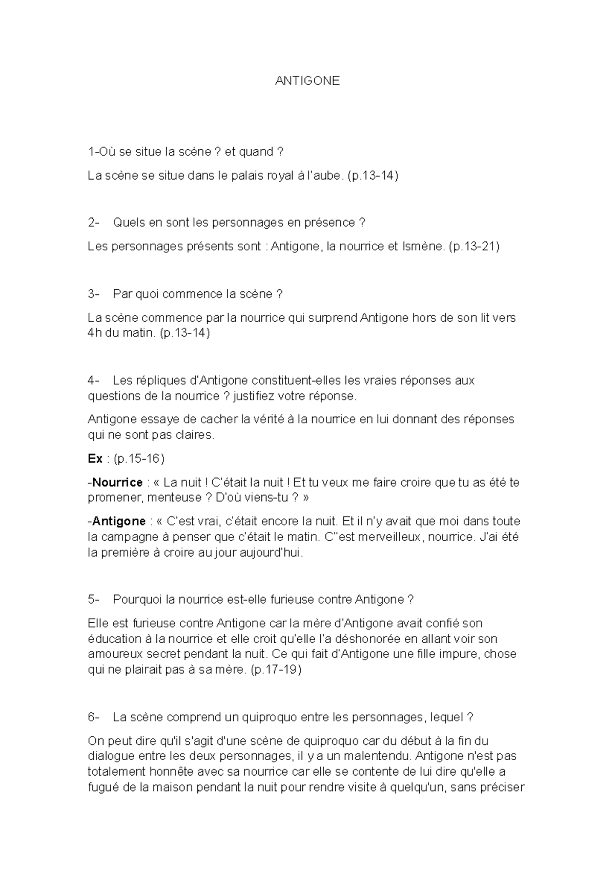 Antigone - wew - ANTIGONE 1-Où se situe la scène? et quand? La scène se ...