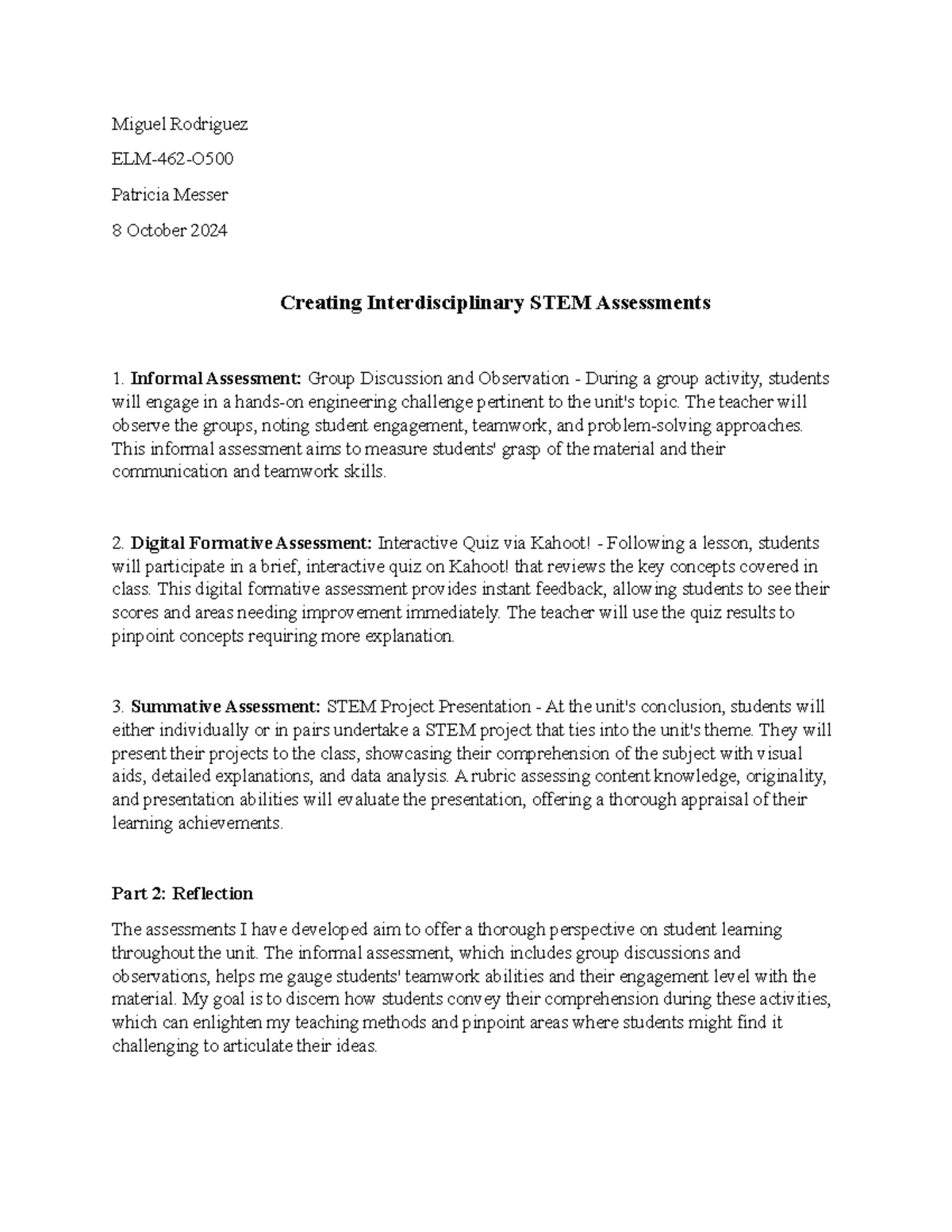 Creating Interdisciplinary STEM Assessments - Miguel Rodriguez ELM-462 ...