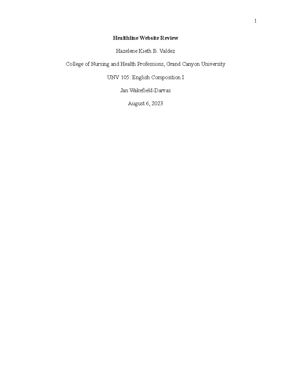Final Draft-Healthline Website Review - Healthline Website Review ...