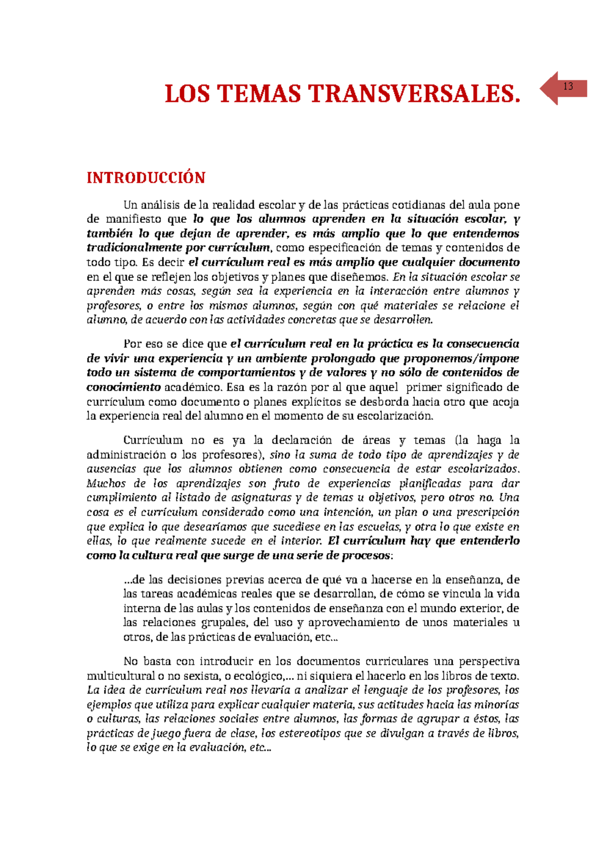 LOS Temas Transversales - 13 LOS TEMAS TRANSVERSALES. INTRODUCCIÓN Un ...