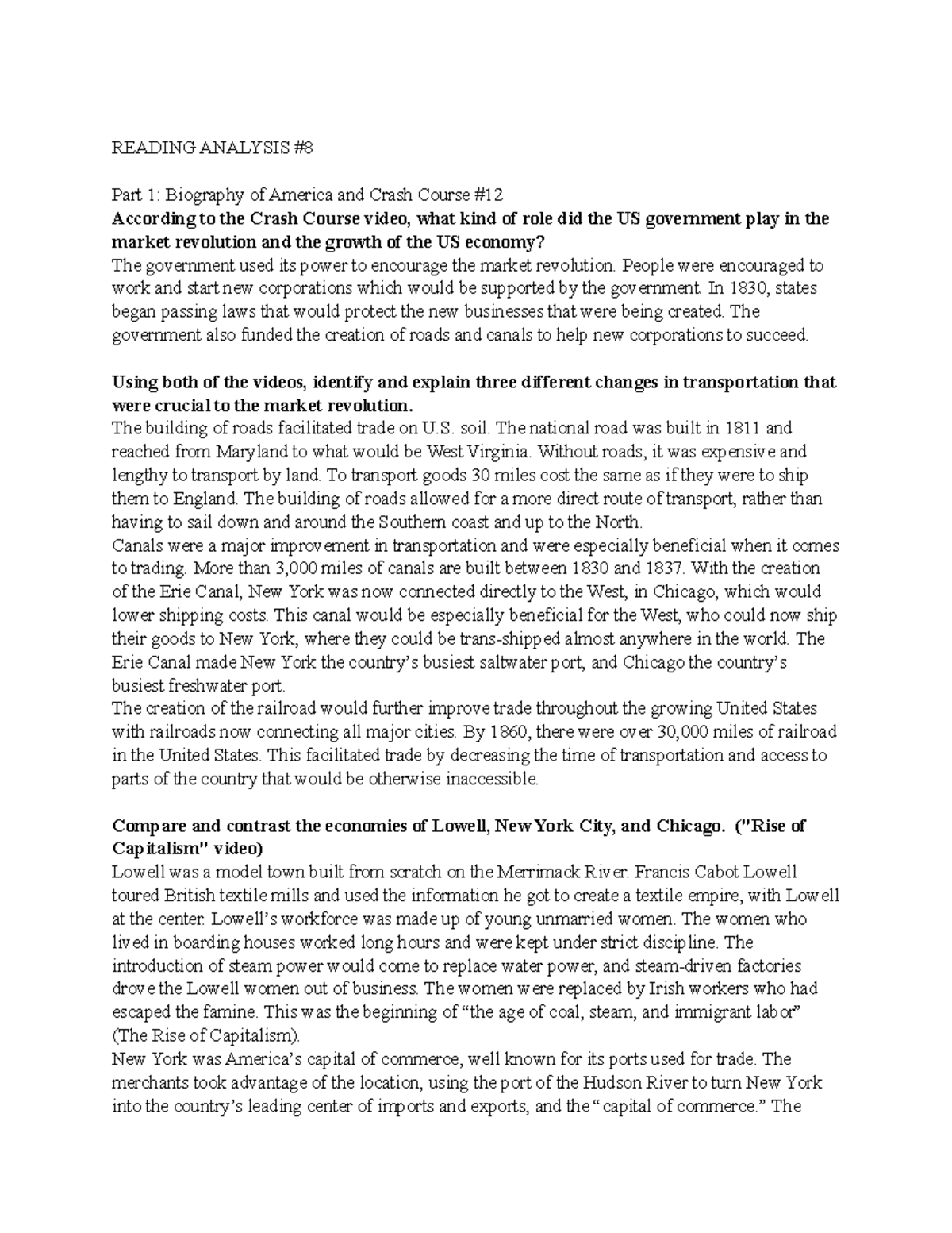 RA8 - Reading Analysis - READING ANALYSIS Part 1: Biography of America ...